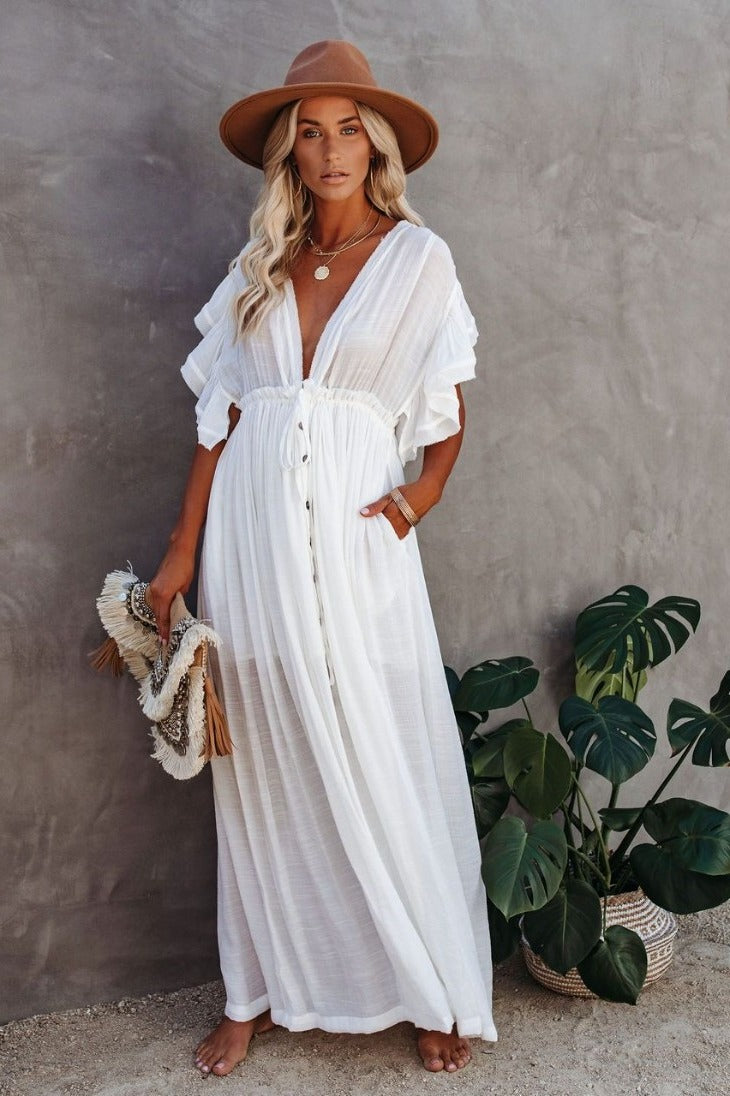 Robe Bohème Blanche Maxi | Oasis De Bohème