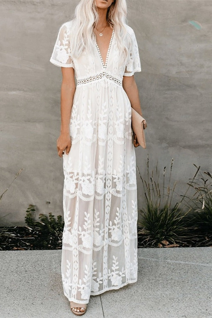 Robe Bohème Maxi En Dentelle | Oasis De Bohème