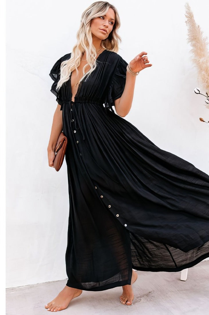 Robe Bohème Noire Maxi | Oasis De Bohème
